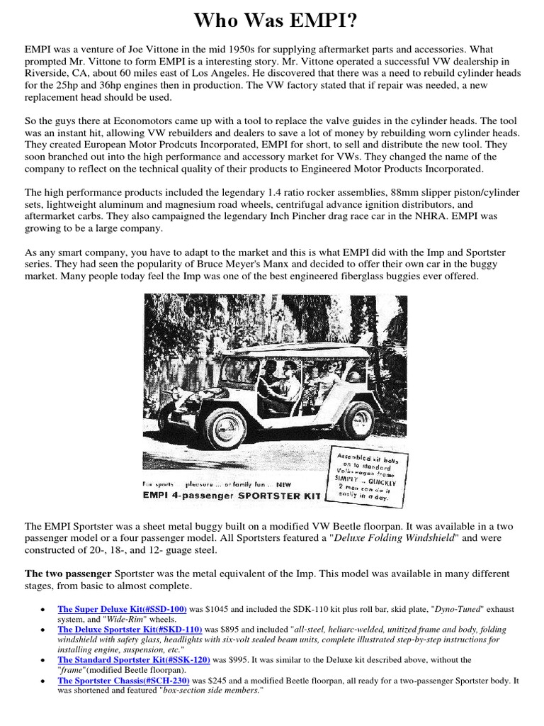 The EMPI Sportster Was A Sheet Metal Buggy Built On A Modified VW ...