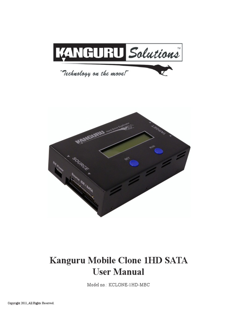Kanguru Mobile Clone 1HD Duplicator User Manual | PDF | Hard Disk Drive ...