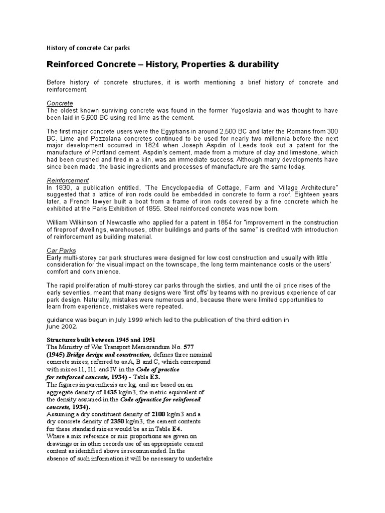 Concrete History | PDF | Concrete | Cement