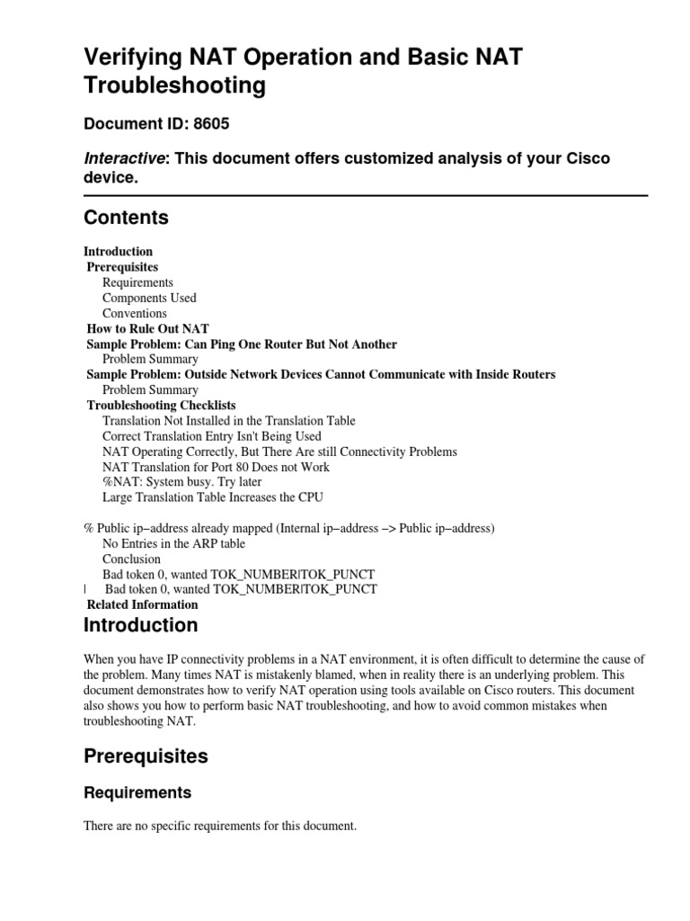 Verifying NAT Operation and Basic NAT Troubleshooting | PDF | Ip Address | Router (Computing)