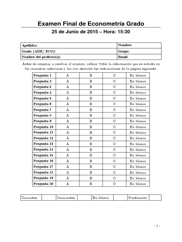Ejercicios de Econometria | PDF | Estimador | Econometría