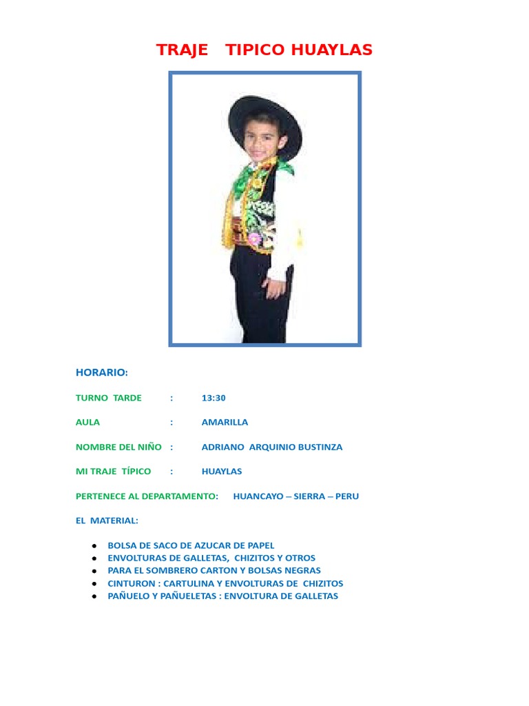 Traje Tipico Huaylas | PDF