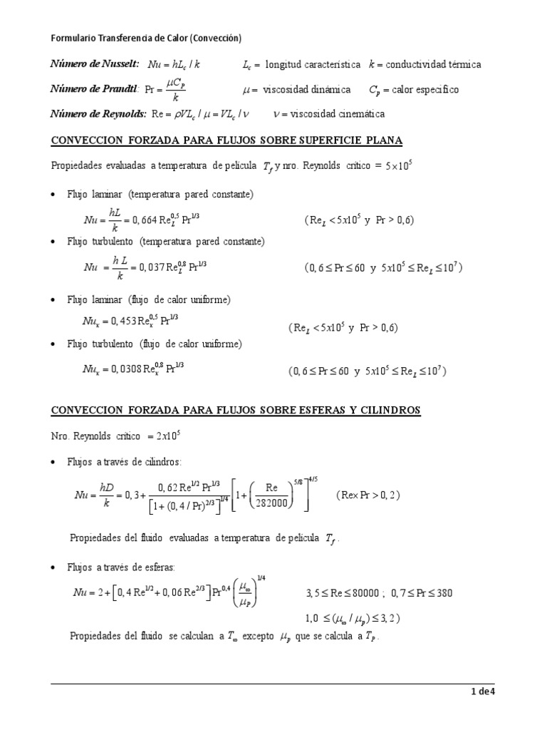 Formulario Transferencia de Calor | PDF | Fenómenos científicos | Ciencia de los materiales