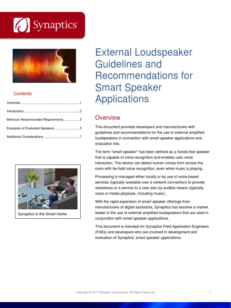 External Loudspeaker Guidelines and Recommendations For Smart Speaker ...