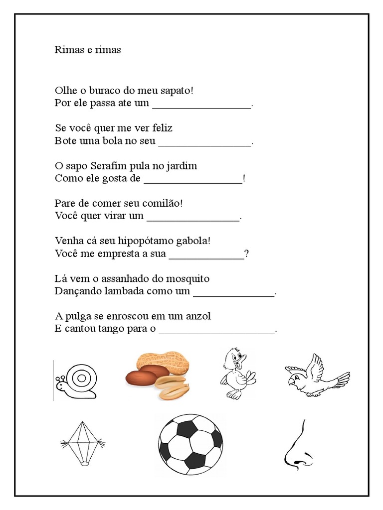 Rimas Divertidas para Crianças | PDF | Artes Linguísticas e Disciplina
