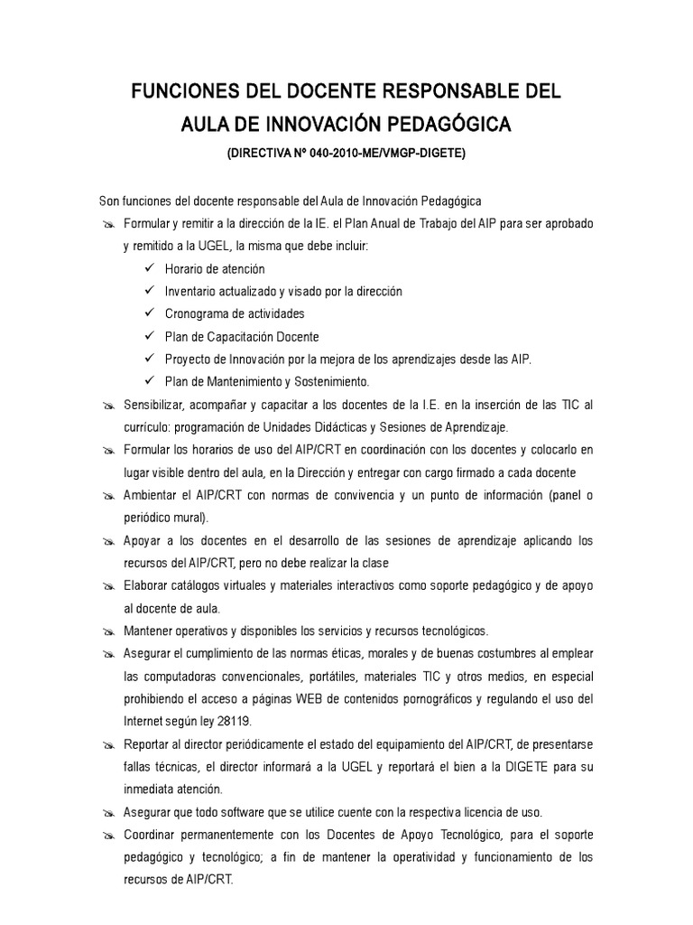 Funciones Del Daip | PDF | Salón de clases | Tecnología de información ...