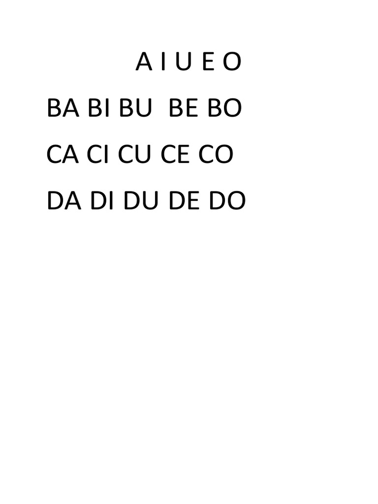 Aiueo Babibu Bebo Cacicuceco Dadidudedo | PDF