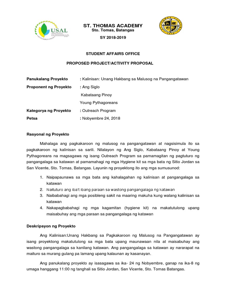 Panukalang Proyekto - Outreach Program | PDF