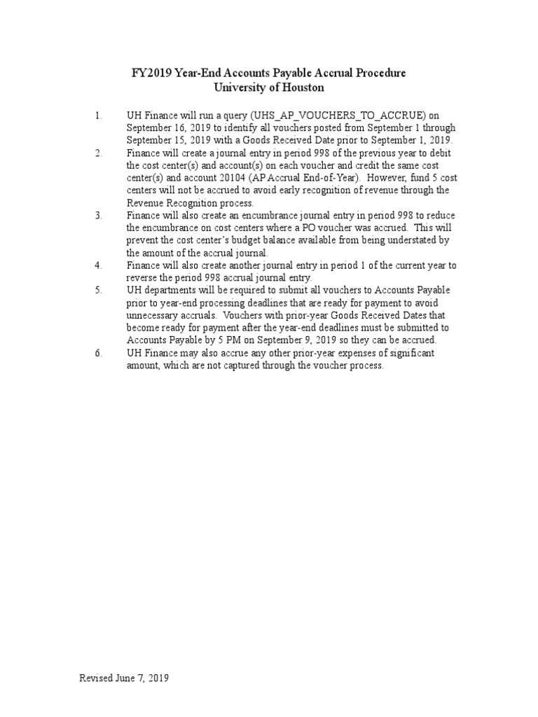 AP Accrual Procedure | PDF