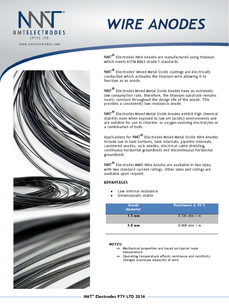 Titanium Wire Anodes with Mixed Metal Oxide Coatings | PDF
