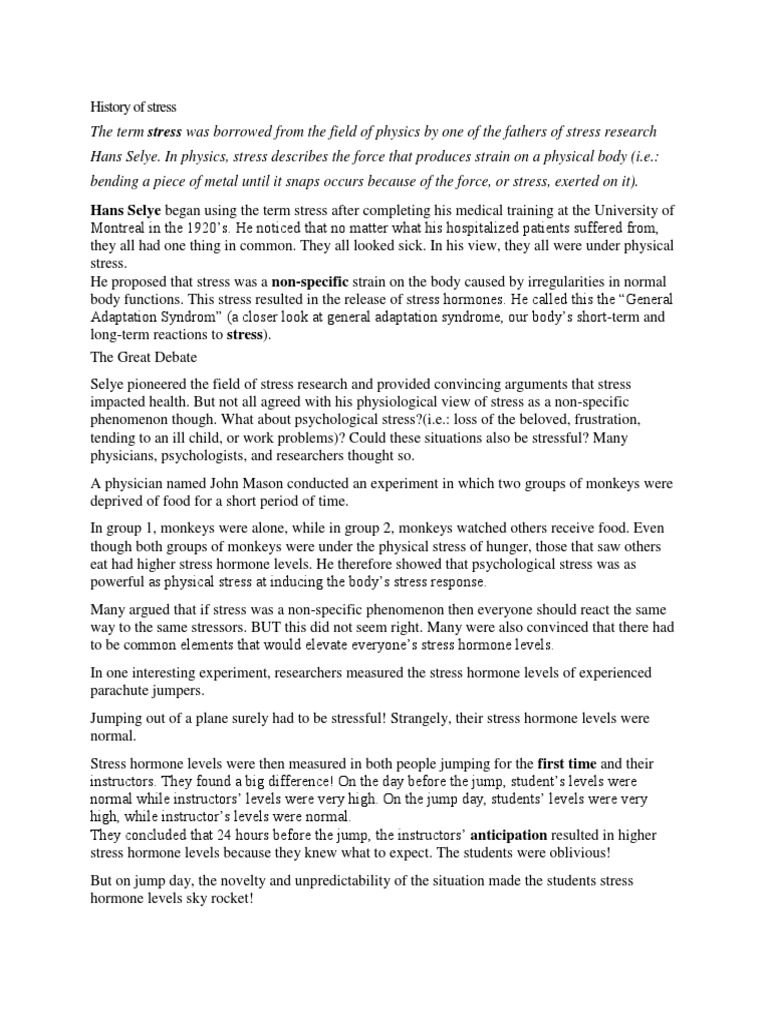 History of Stress 2.1 | PDF | Stress (Biology) | Behavioural Sciences