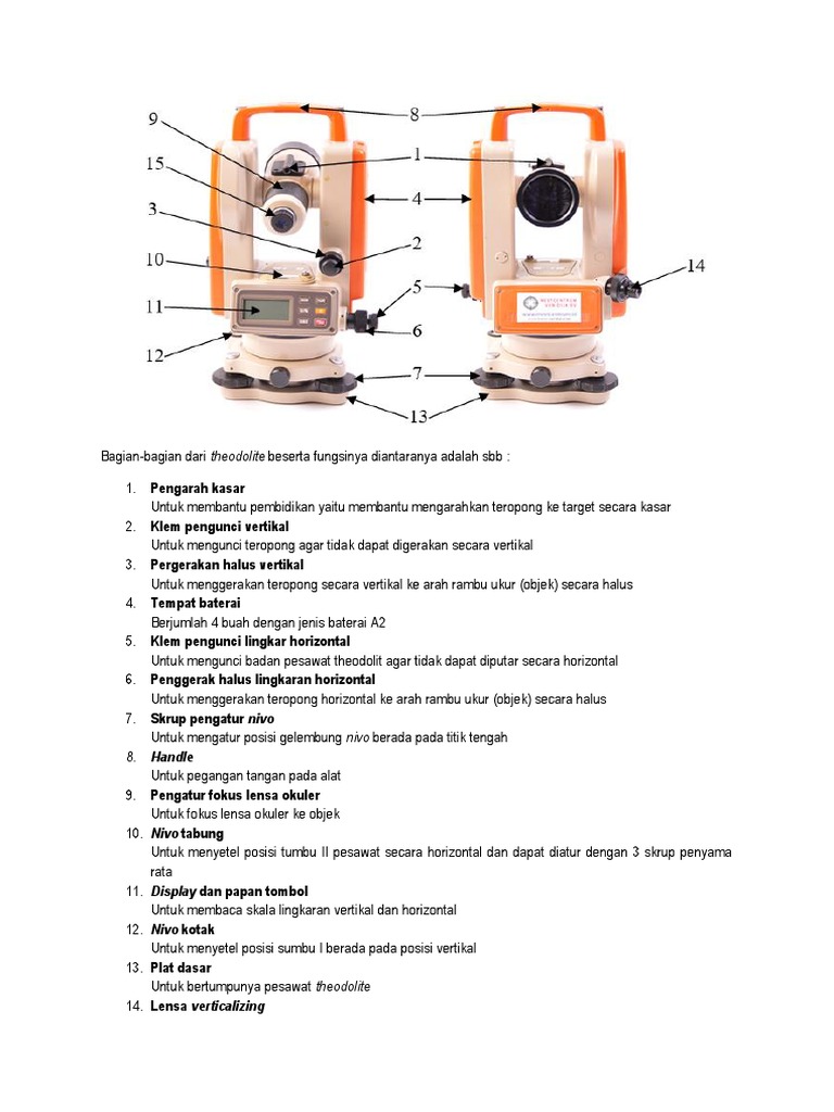Bagian Bagian Theodolite | PDF | Kajian Bahasa Asing | Sains & Matematika