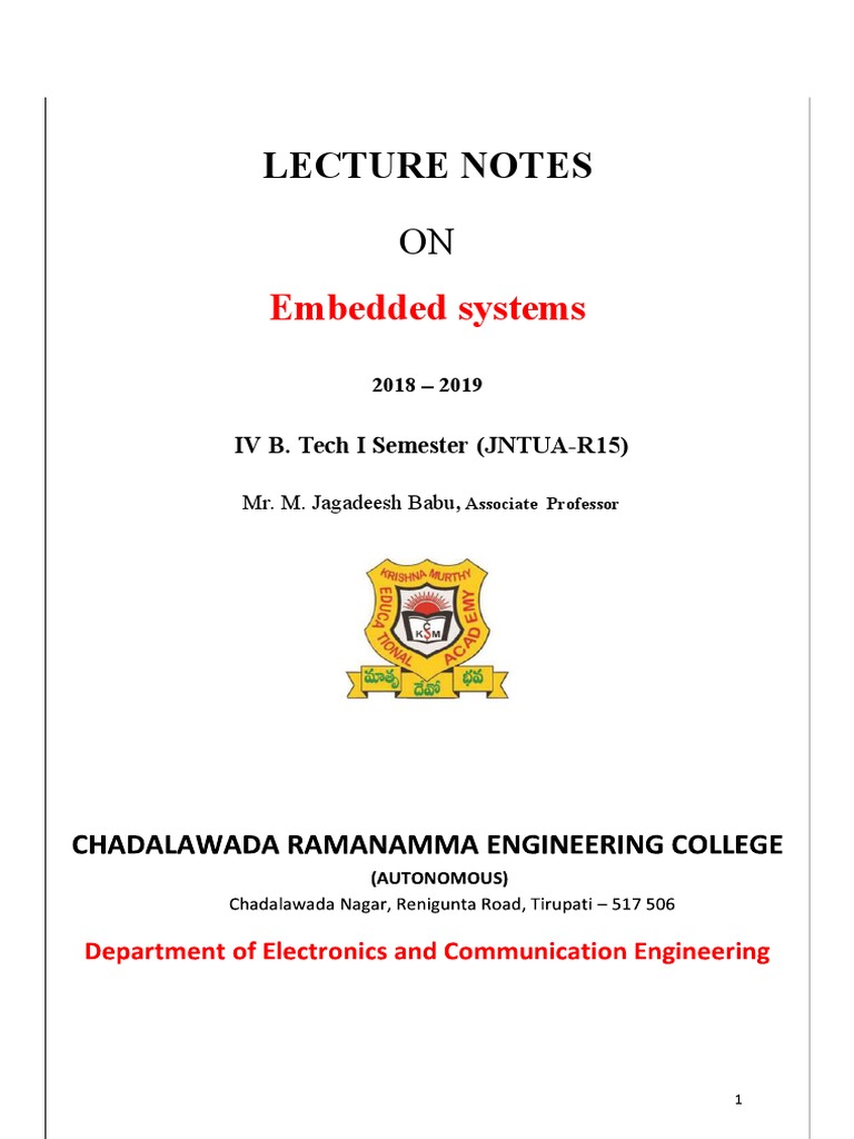 Final ES PDF | PDF | Embedded System | Central Processing Unit
