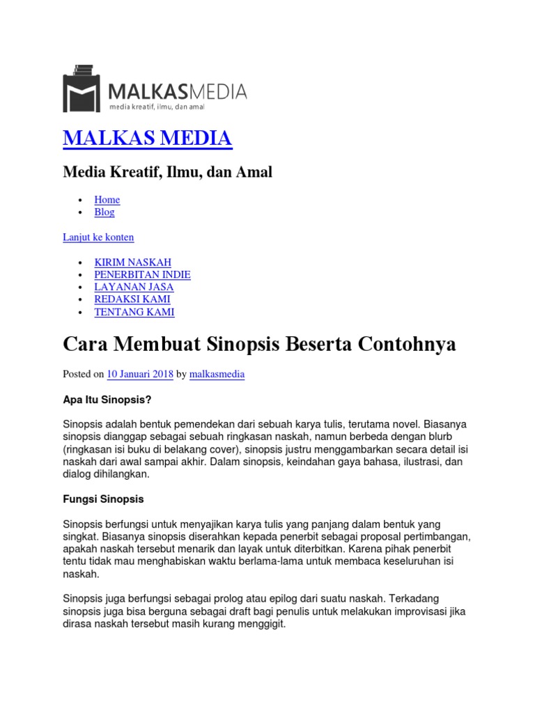 Cara Membuat Sinopsis Efektif | PDF