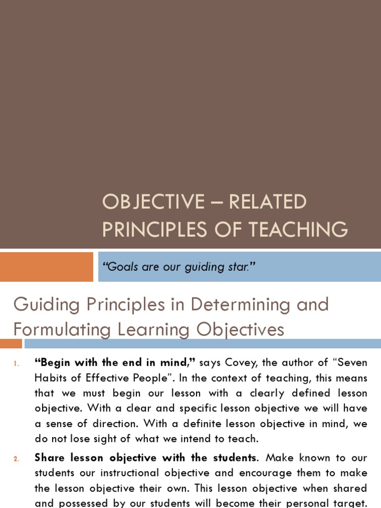Objective - Related Principles of Teaching | Download Free PDF | Affect ...