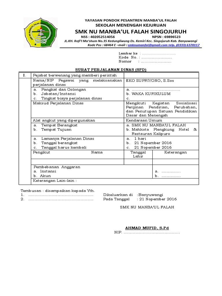 SPPD Sekolah | PDF
