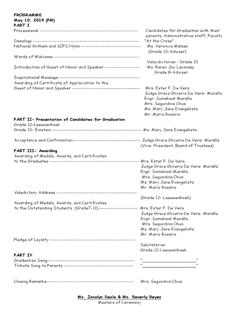 PROGRAMME. For Graduation | PDF | Educational Stages | Academia