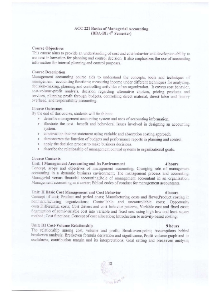 Basics of Management Accounting | PDF