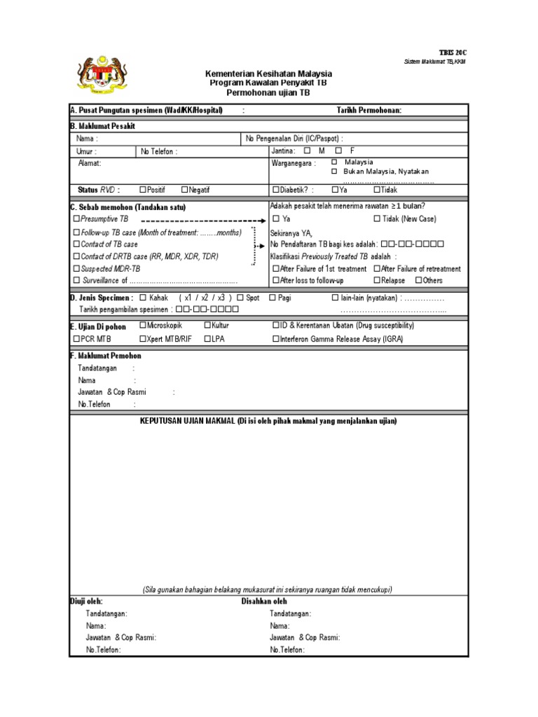 Borang Permohonan Ujian Tibi | PDF