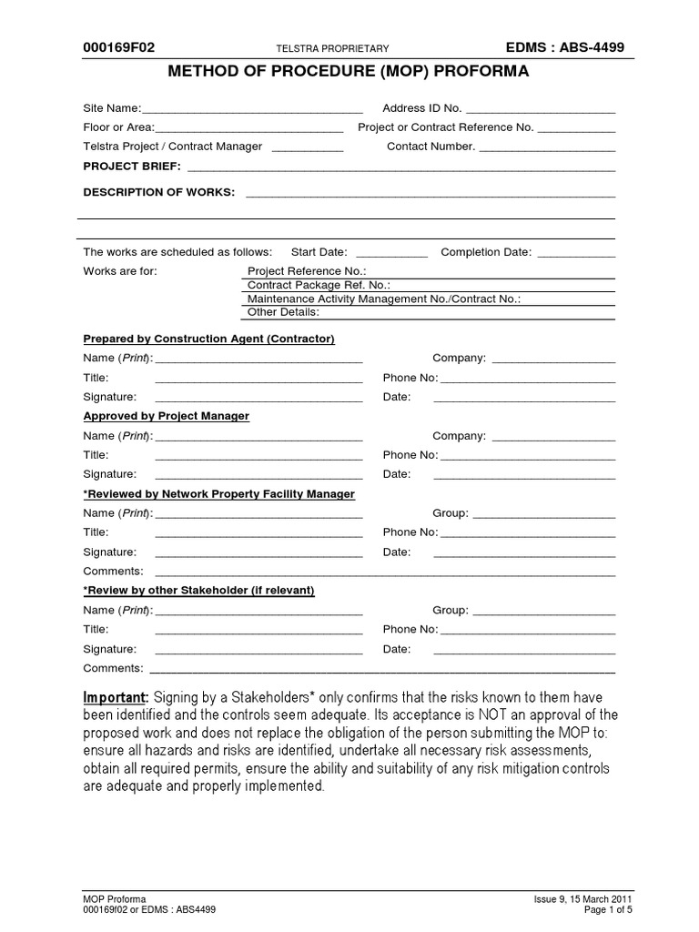 MOP Proforma (000169f02) | PDF | Emergency Management | Risk
