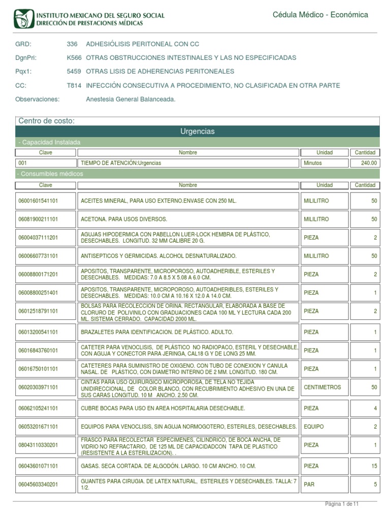 Adhesiolisis Peritoneal y Costos Médicos | PDF | Sangre | El plastico