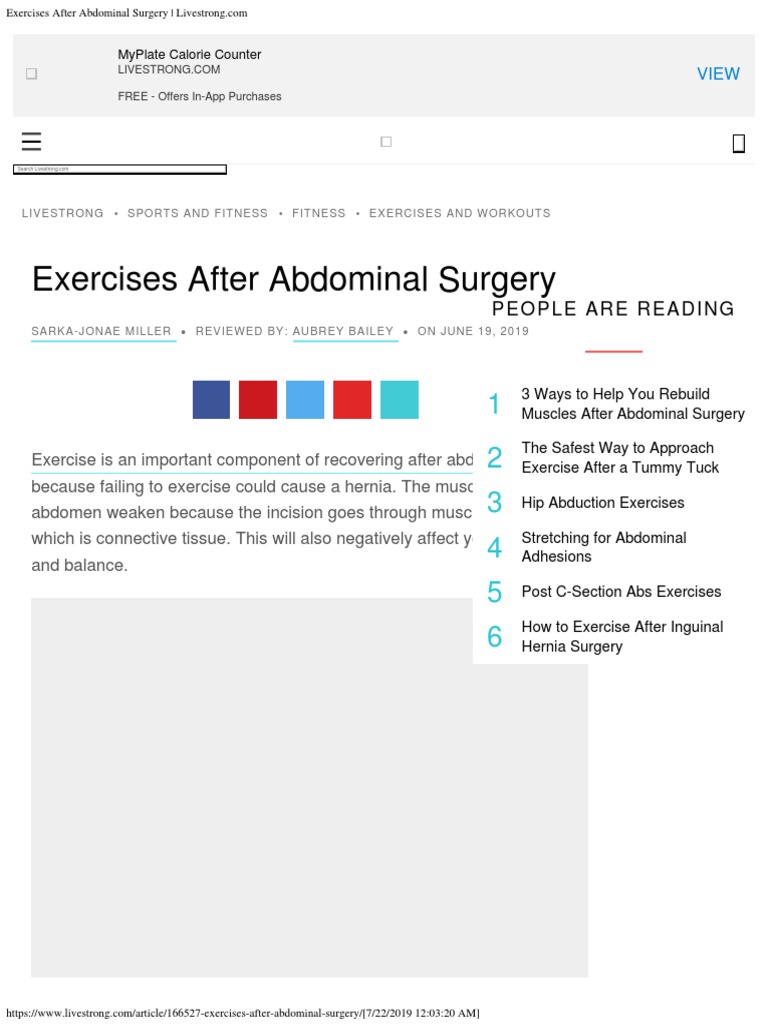 Exercises After Abdominal Surgery | PDF | Abdomen | Surgery