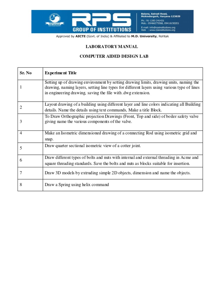 Cad Lab Manual PDF | PDF | Helix | Geometry