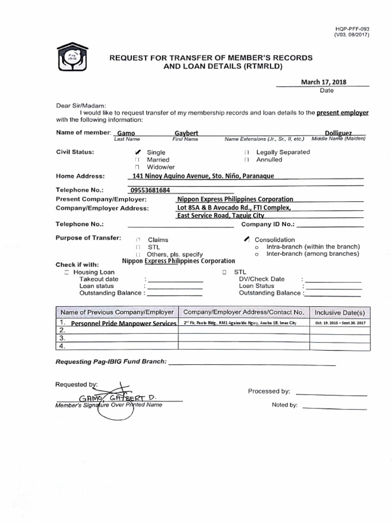 Consolidation Form | PDF