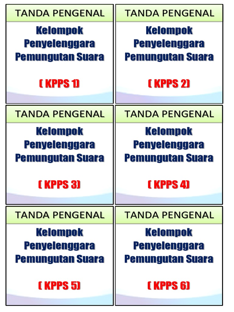 Tanda Pengenal KPPS dan Saksi Pemilu | PDF