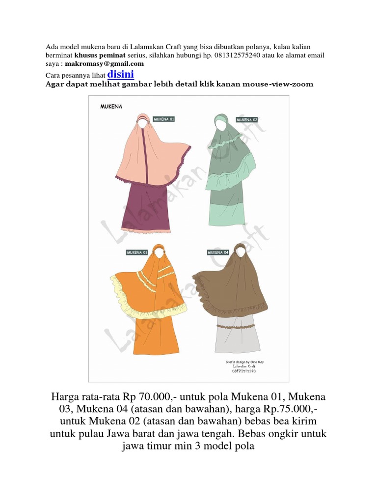 Pola dan Harga Mukena Baru Lalamakan | PDF