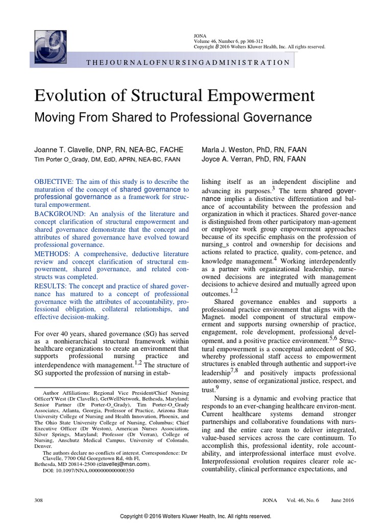 Evolution of Structural Empowerment: Moving From Shared To Professional ...