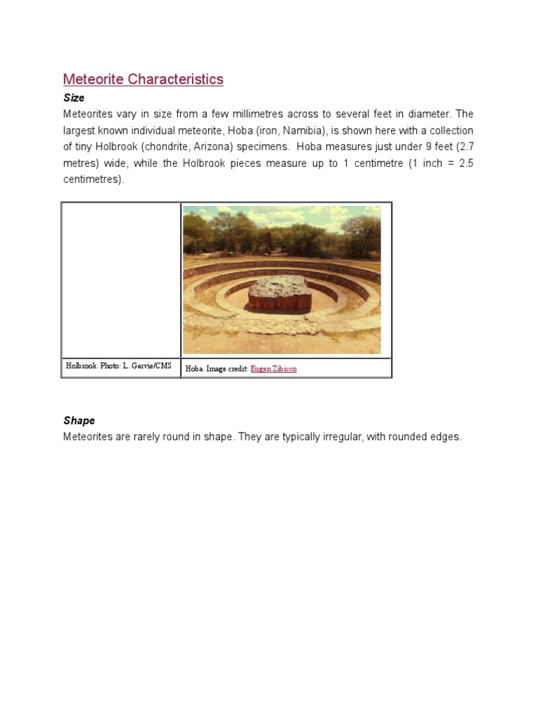 Key Characteristics of Meteorites | PDF | Meteorite | Planetary Science