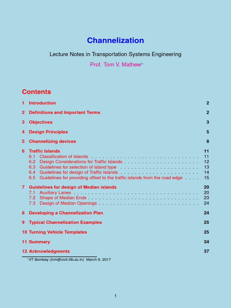 Traffic Island Design and Channelization | PDF | Traffic | Intersection ...