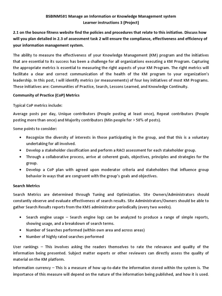 BSBINM501 Manage An Information or Knowledge Management System | PDF ...