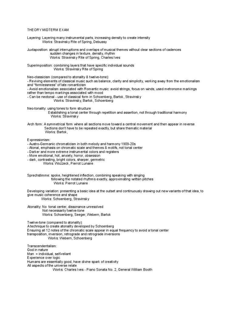 20th Century Music Theory Notes | PDF | Scale (Music) | Chord (Music)