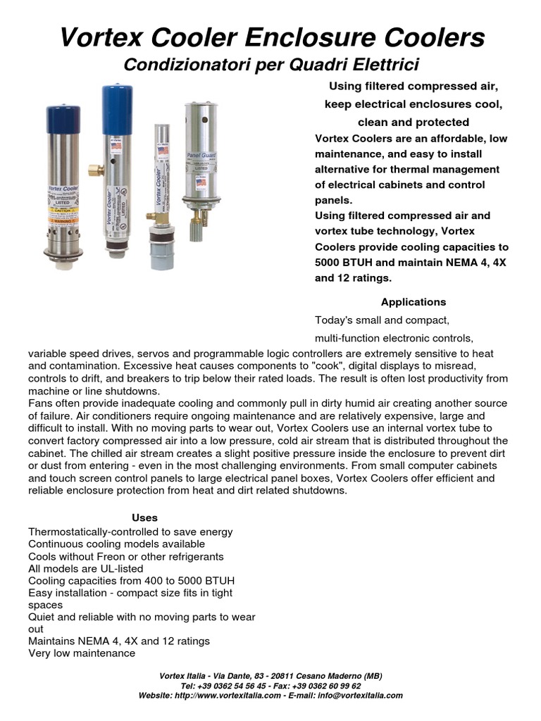 Vortex Coolers for Electrical Enclosures | PDF | Air Conditioning ...