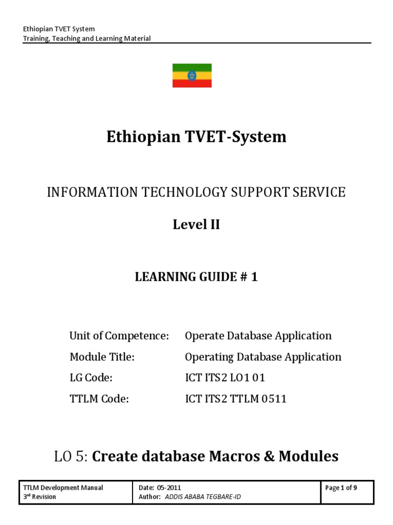 LO6 - Creating Database Macros & Modules | PDF | Microsoft Access | Visual Basic For Applications