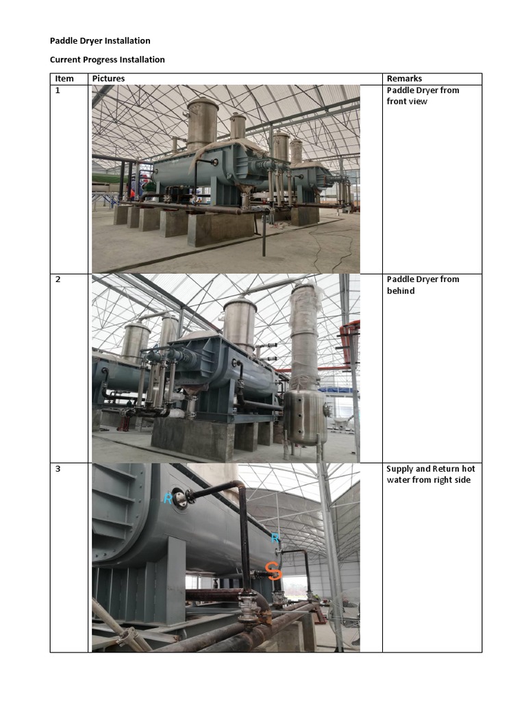 Paddle Dryer Installation | PDF
