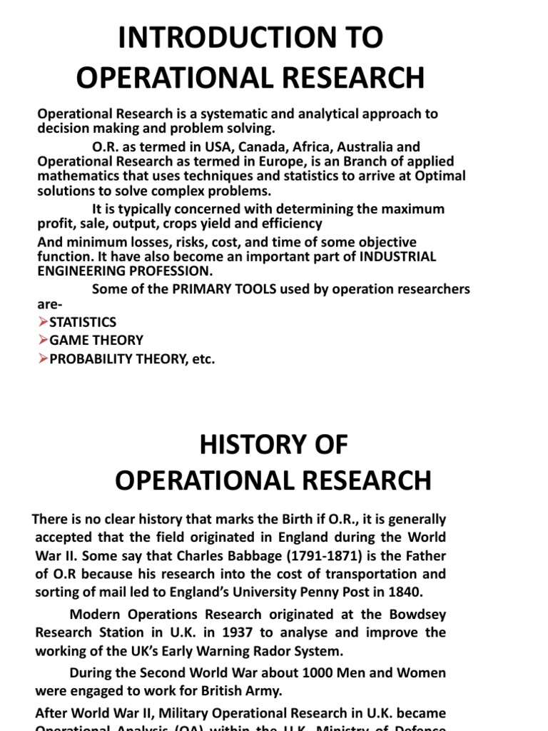 Introduction To Operational Research | PDF | Operations Research | Mathematical Optimization