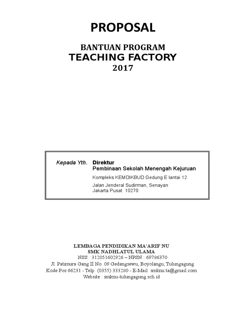 Proposal Teaching Factory | PDF