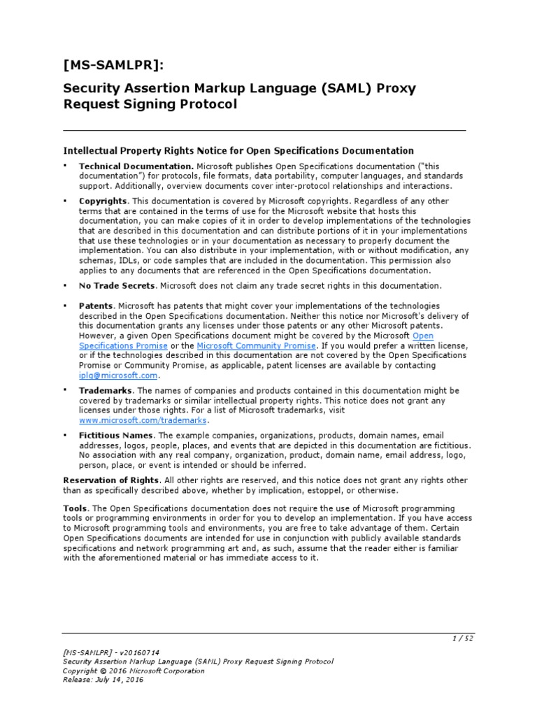 (MS-SAMLPR) : Security Assertion Markup Language (SAML) Proxy Request Signing Protocol | PDF ...