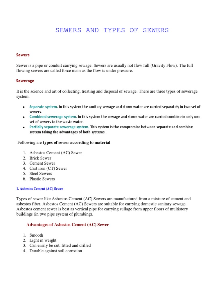 Types of Sewerage Systems Explained | PDF | Sanitary Sewer | Plumbing