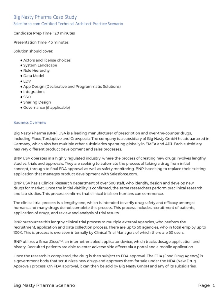 Big Nasty Pharma Case Study | PDF | Drug Development | Clinical Trial