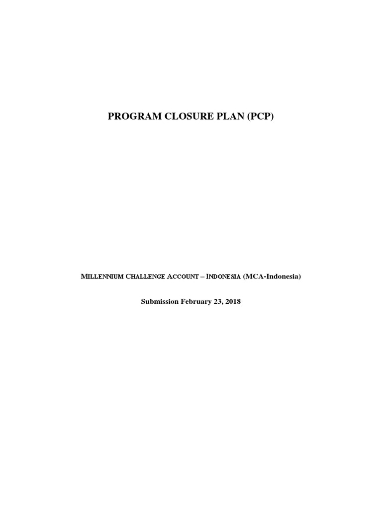 Program Closure Plan (PCP) | PDF | Low Carbon Economy | Economies