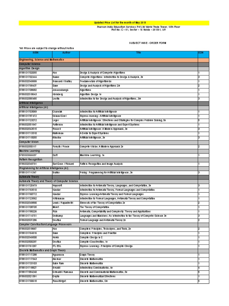 Price List - May 2019 | Download Free PDF | Discrete Mathematics ...
