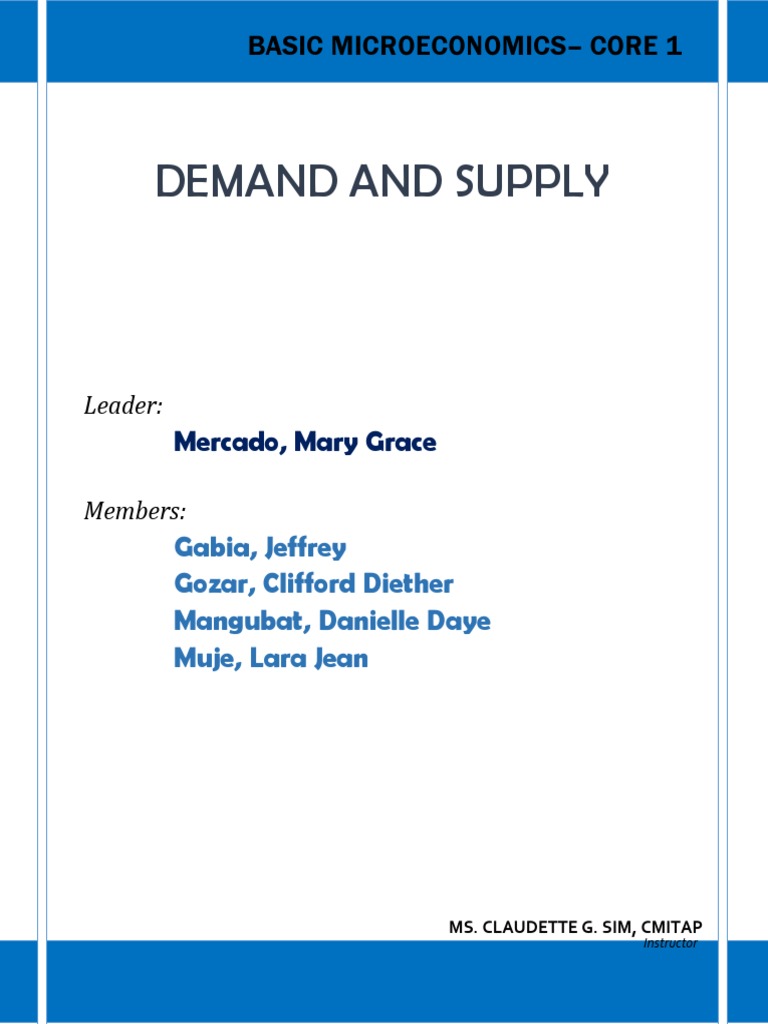 Understanding Demand and Supply: A Group Project on the Fundamental ...