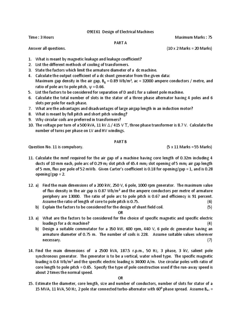 Electrical Machine Design | PDF | Transformer | Electric Motor