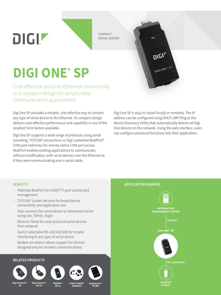 Digi One SP | PDF | Port (Computer Networking) | Computer Network