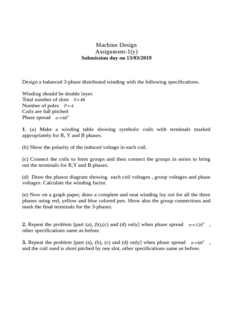 Machine Design Assignment-1 (Y) | PDF