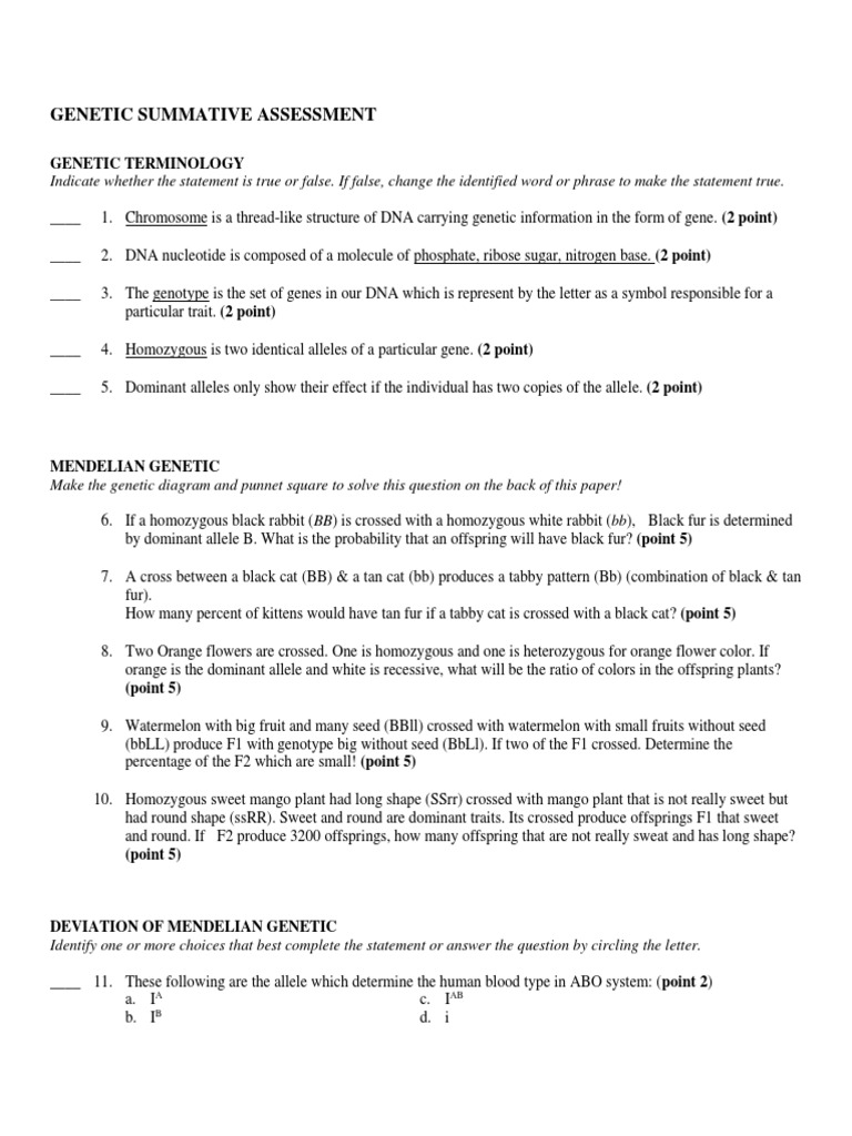 Genetic Assessment Rev | PDF | Zygosity | Dominance (Genetics)